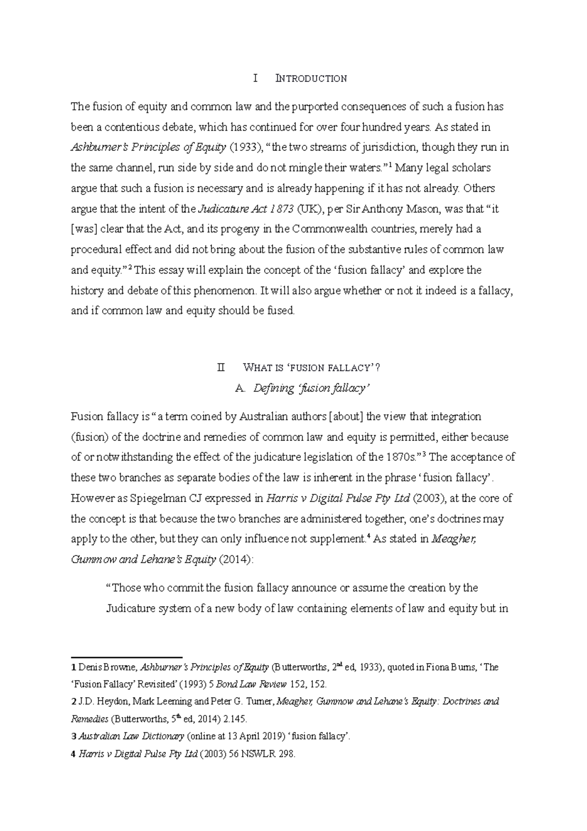 LLB251 Research Essay: Examining the Fusion Fallacy in Equity & Common ...