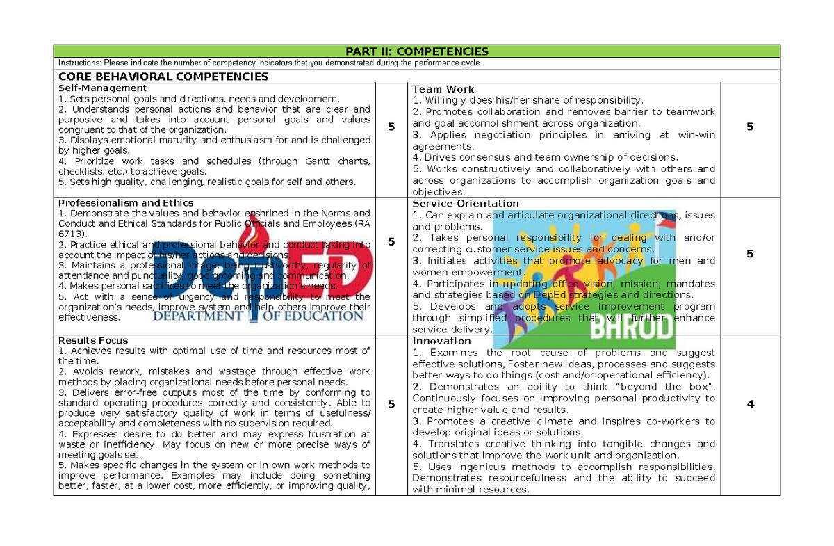 IPCRF 2 (2025): Competency Indicators and Performance Evaluation - Studocu