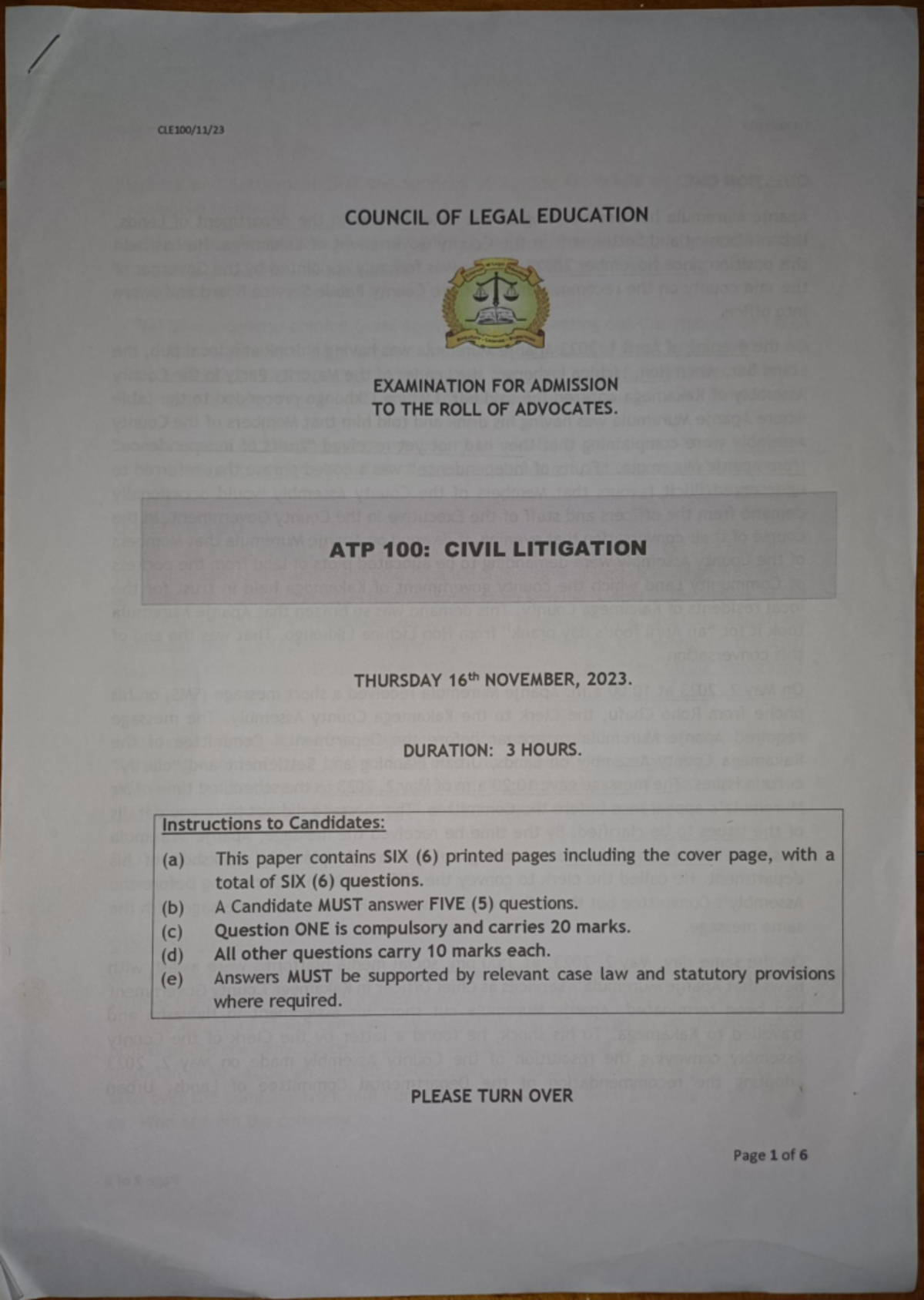 Past CLE ATP Exam Papers - 2023 Collection for ATP.CLE - Studocu