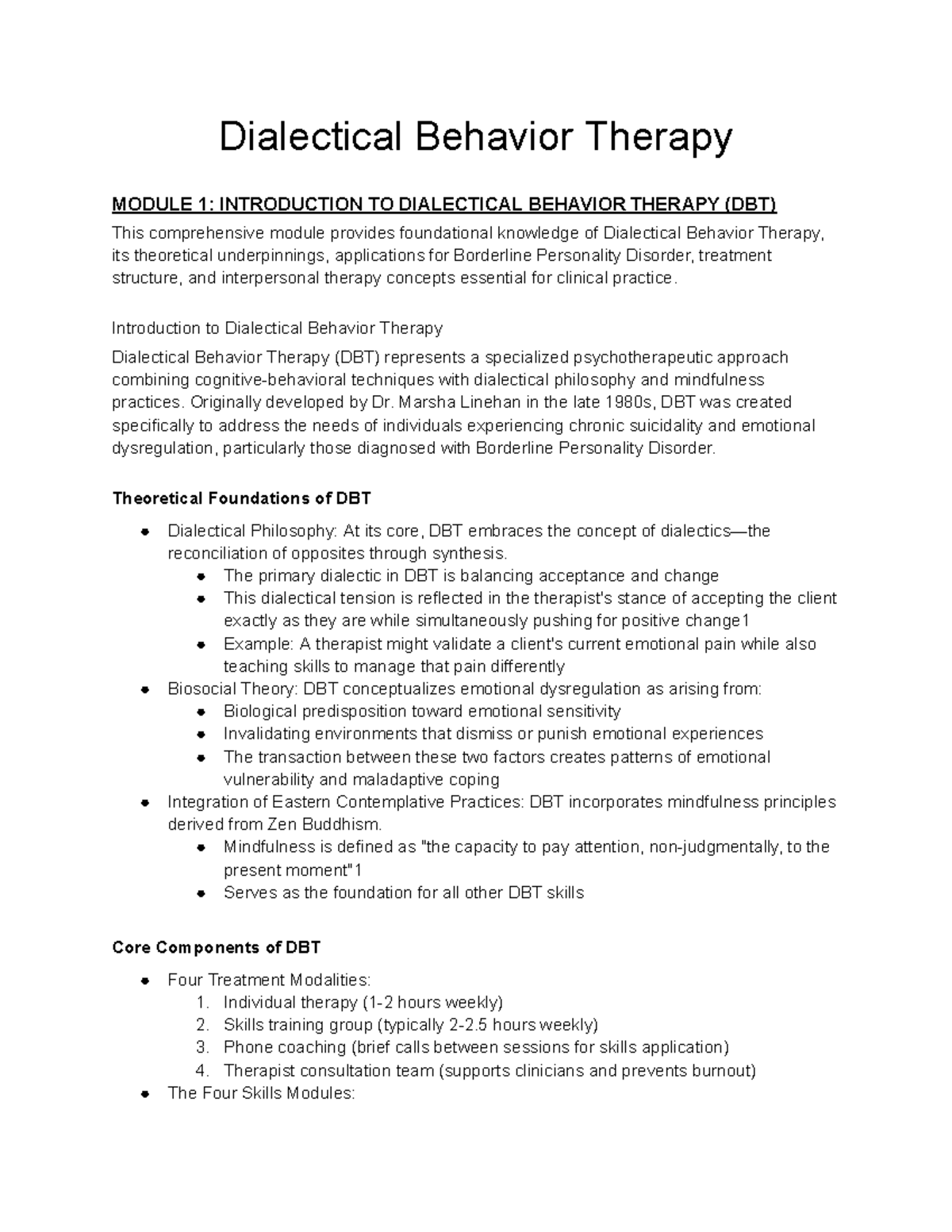 Dialectical Behavior Therapy PSYC746 - Dialectical Behavior Therapy ...
