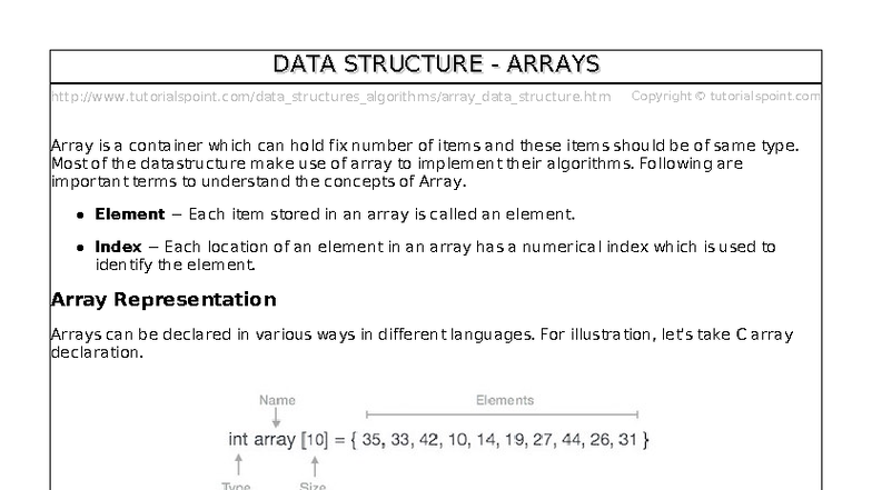 DATA STRUCTURE: ARRAY CONCEPTS & OPERATIONS (DSC 101) - Studocu