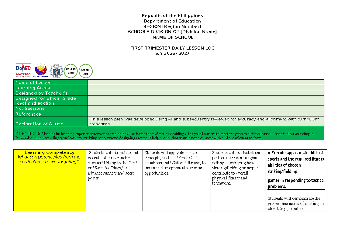 TERM 1 Lesson Plan: Week 8 - Daily Lesson Log for Grade Level - Studocu