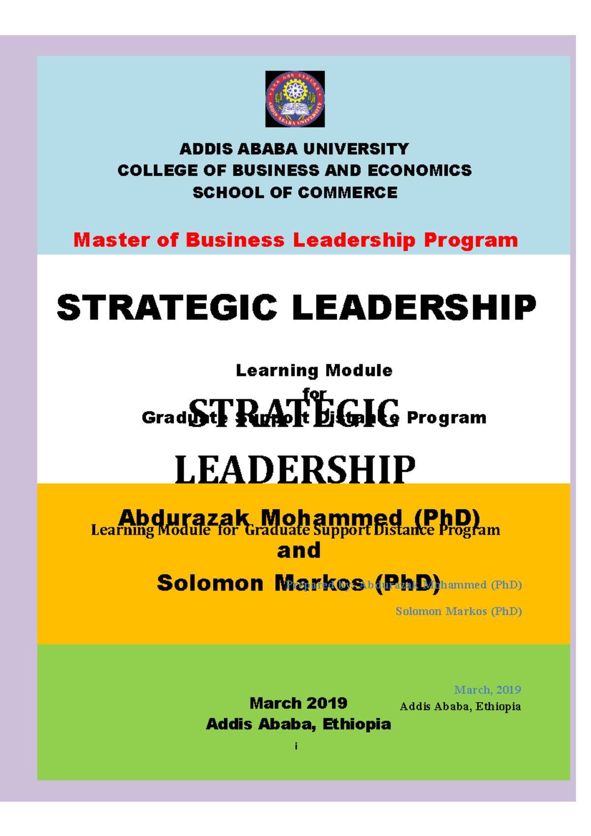 Strategic Leadership Learning Module for Graduate Support Program - Studocu