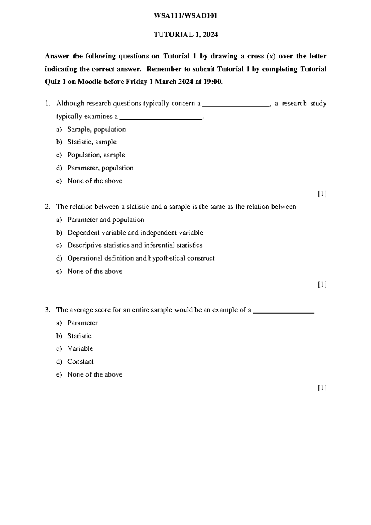 WSA111/WSAD Tutorial 1 Quiz 2024 - Questions and Answers - Studocu