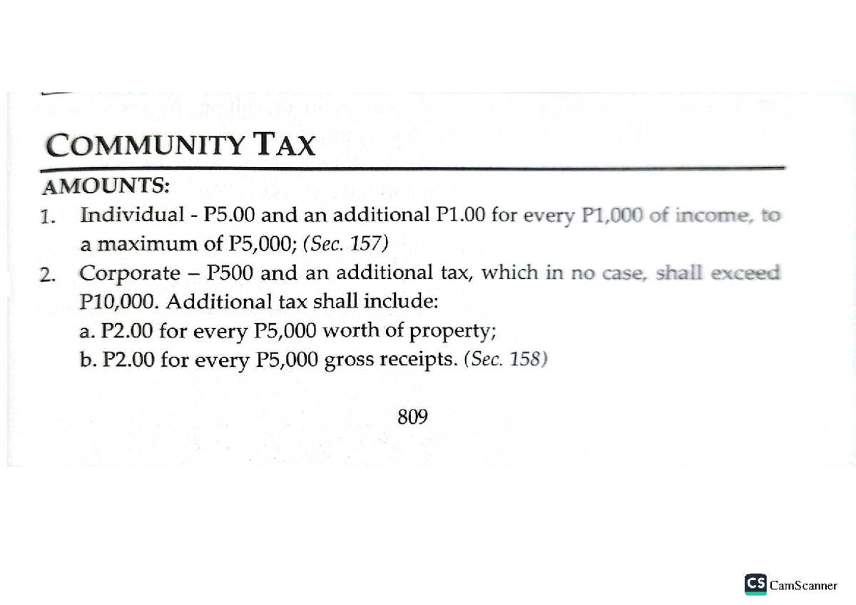 Local Government Taxation Overview: Community Tax, Exemptions & RPT 809 ...