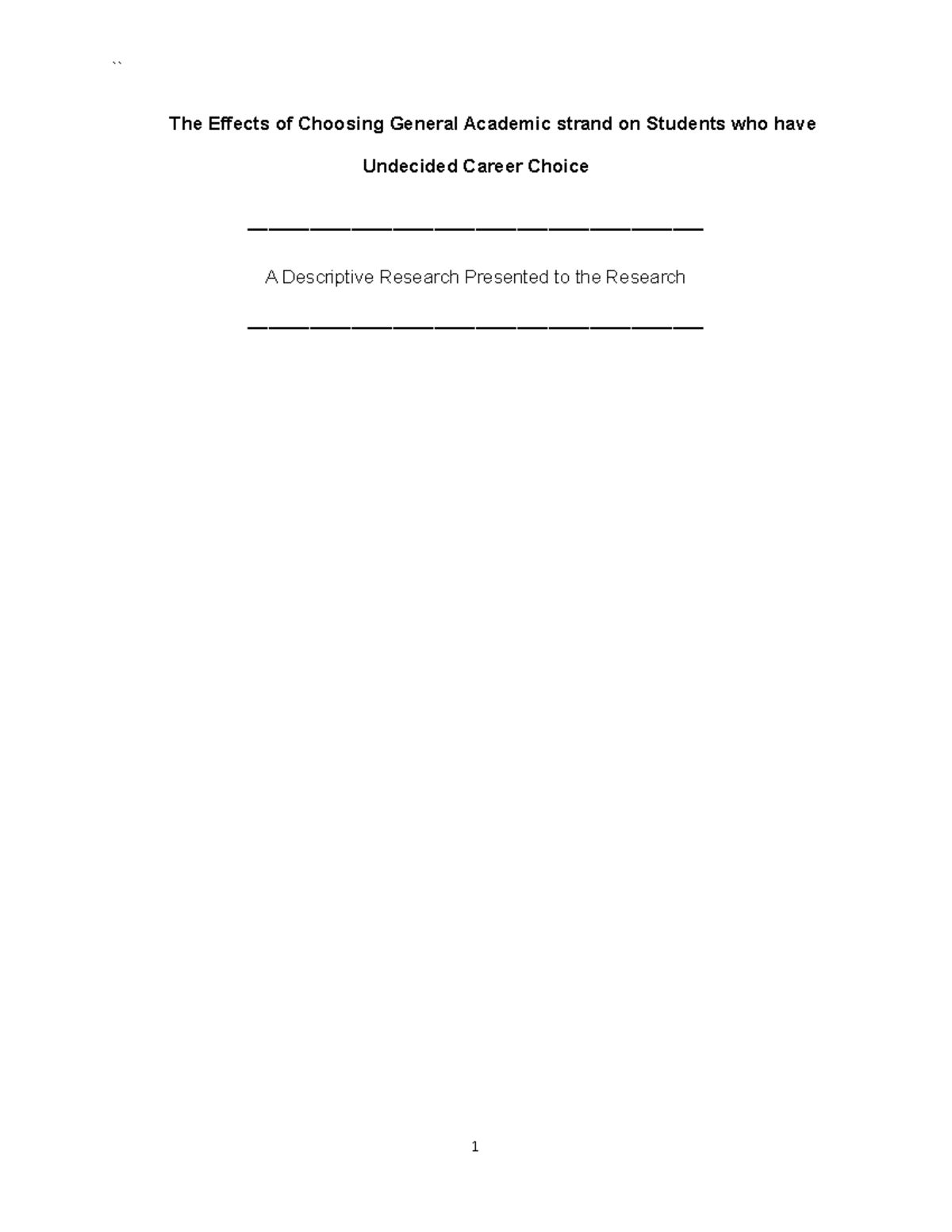 The Effects of General Academic Strand on Students' Career Choices ...