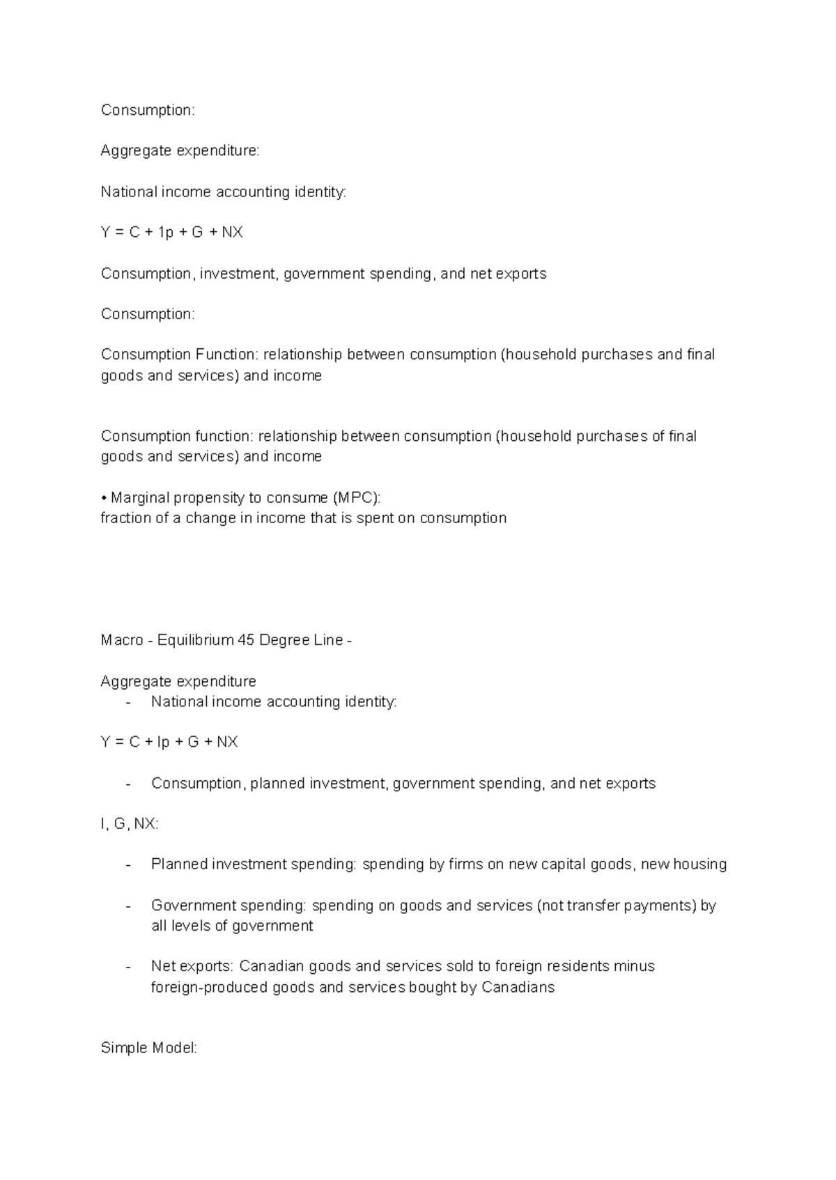 Chapter 8 Macroeconomics - Consumption: Aggregate expenditure: National ...