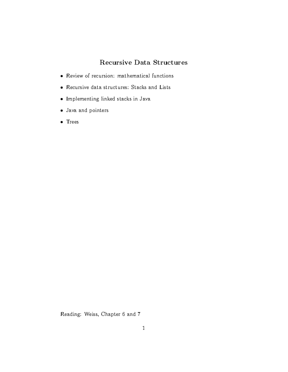 Recursive Data Structures and ADT Overview - CS101 Lecture Notes - Studocu