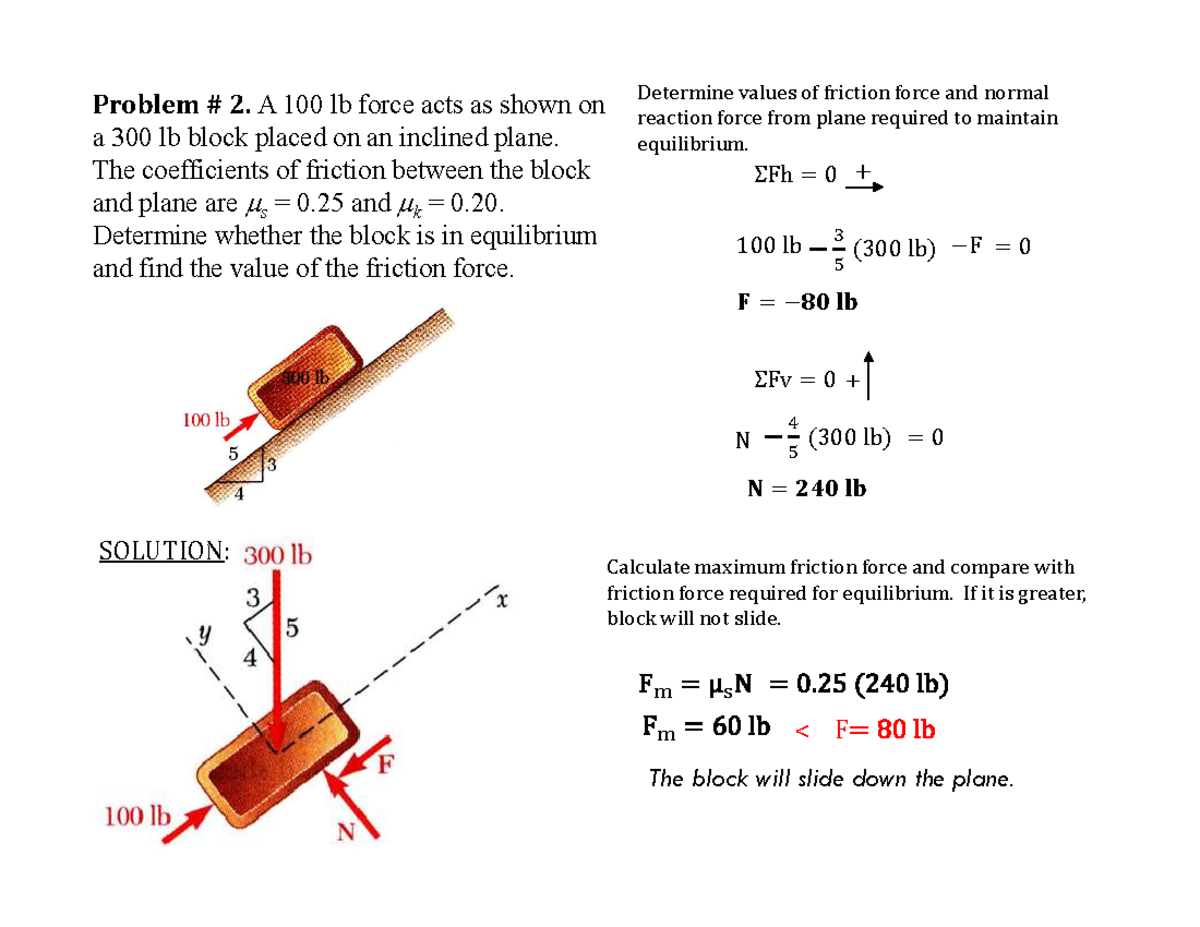 Friction Problems 2, 3, and 4 Solutions - MKAB213 - Studocu