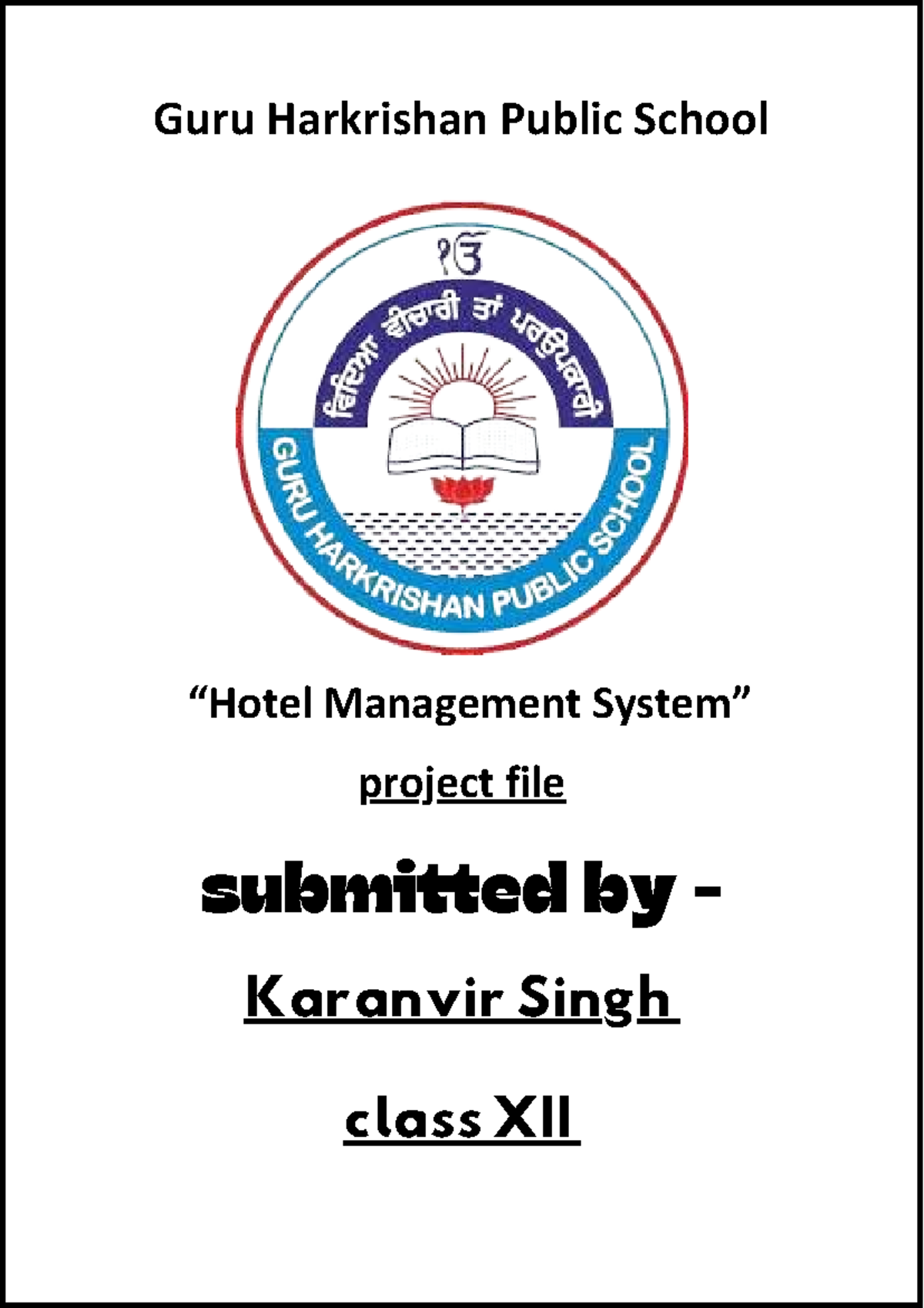 Management Project File - Class XII - Karanvir Singh - Studocu