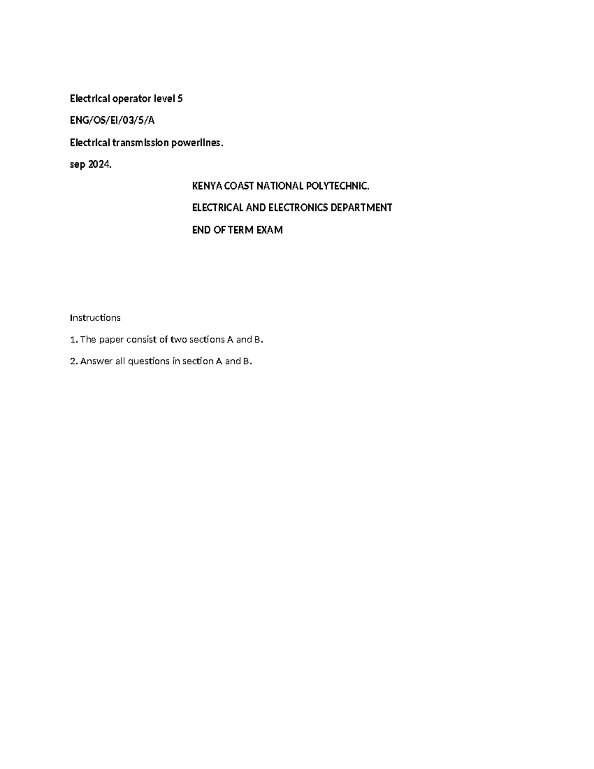 Electrical Operator Level 5: Site Survey Notes for Powerlines - Studocu