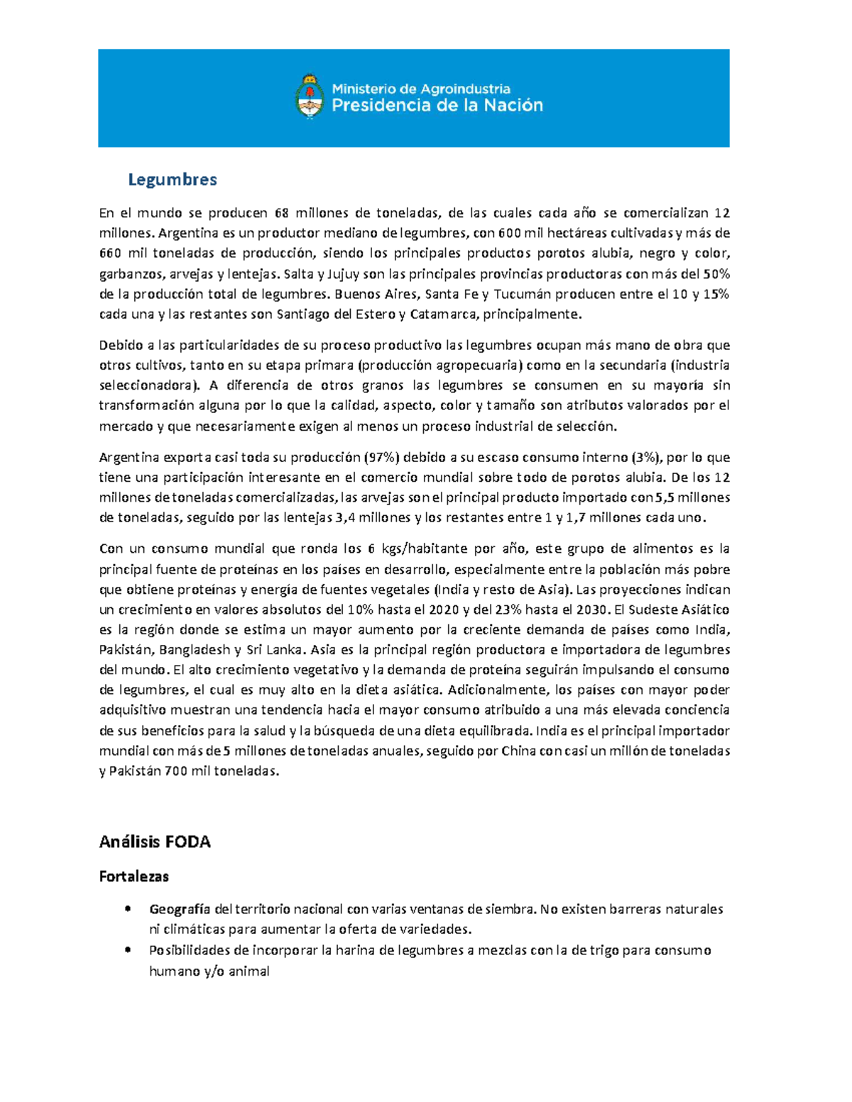 Producción y Comercio de Legumbres en Argentina - 000516 - Studocu