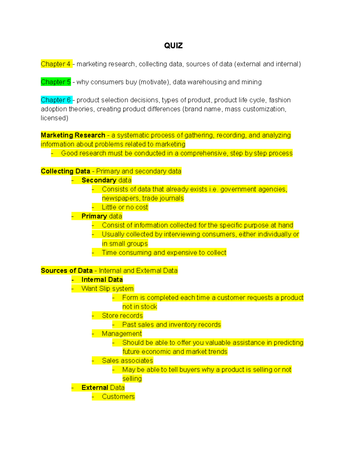 RMG 400 QUIZ #1: Marketing Research & Consumer Behavior Insights - Studocu