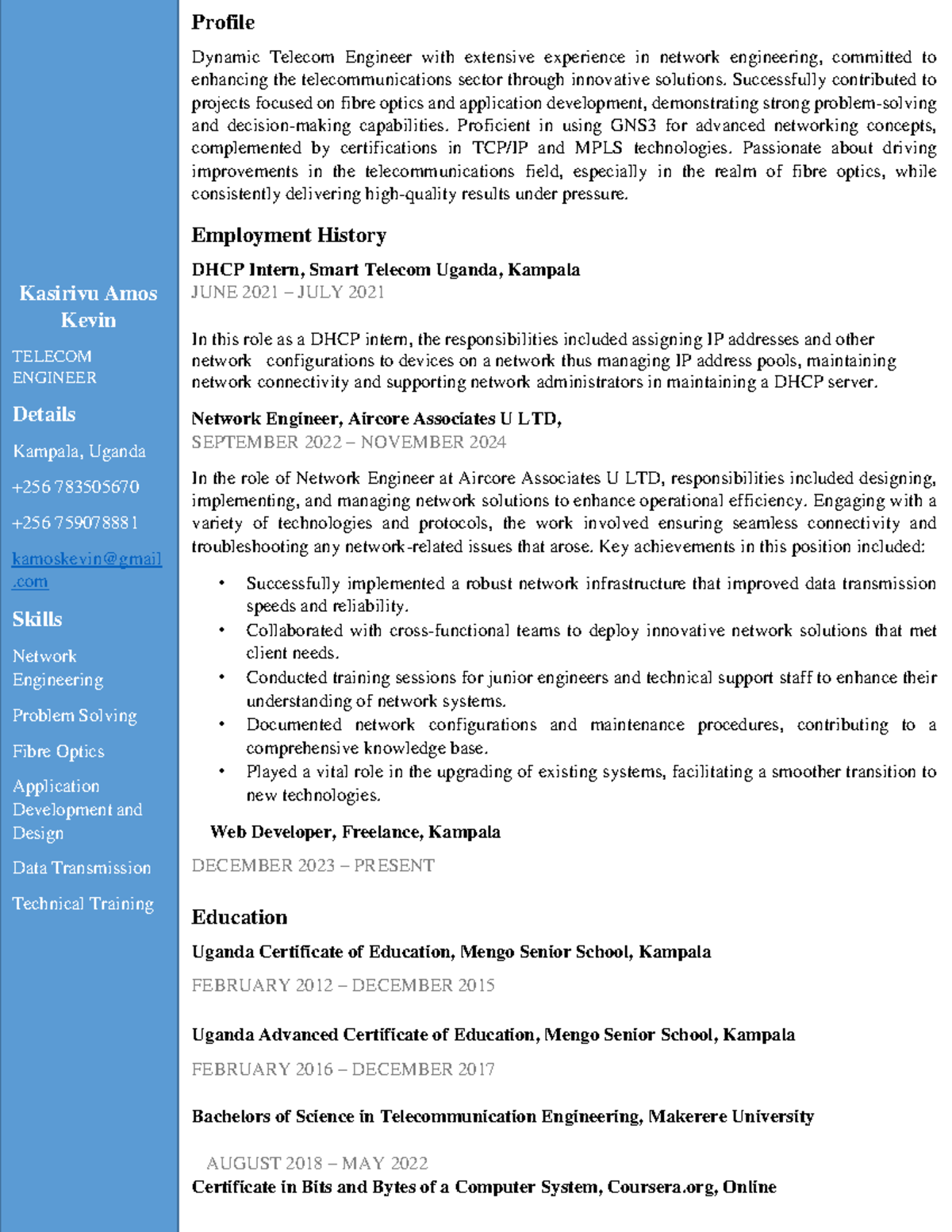 Kasirivu Amos Kevin's CV for GOGO Customer Experience Champion Position ...