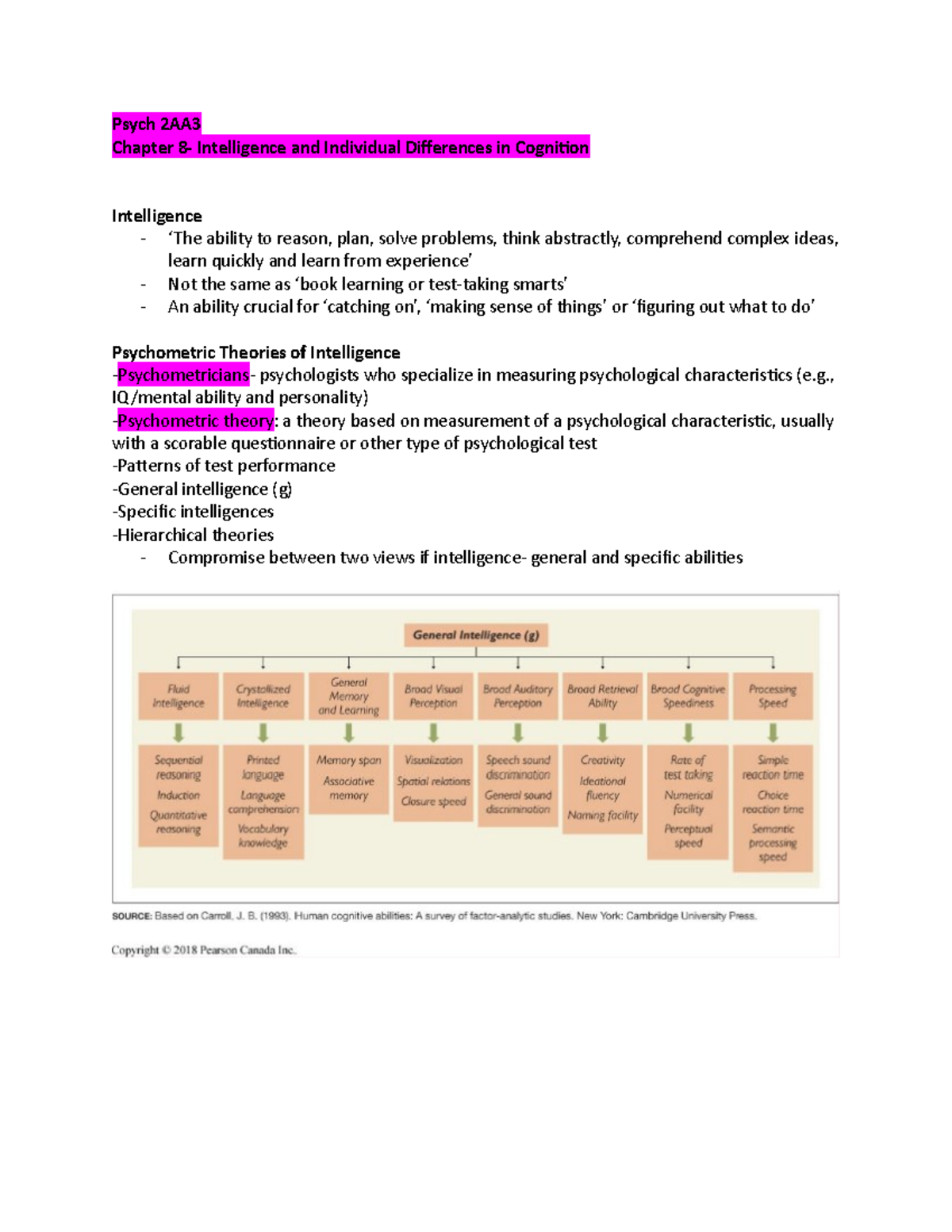 2AA3 - Chapter 8: Intelligence and Individual Differences in Cognition ...