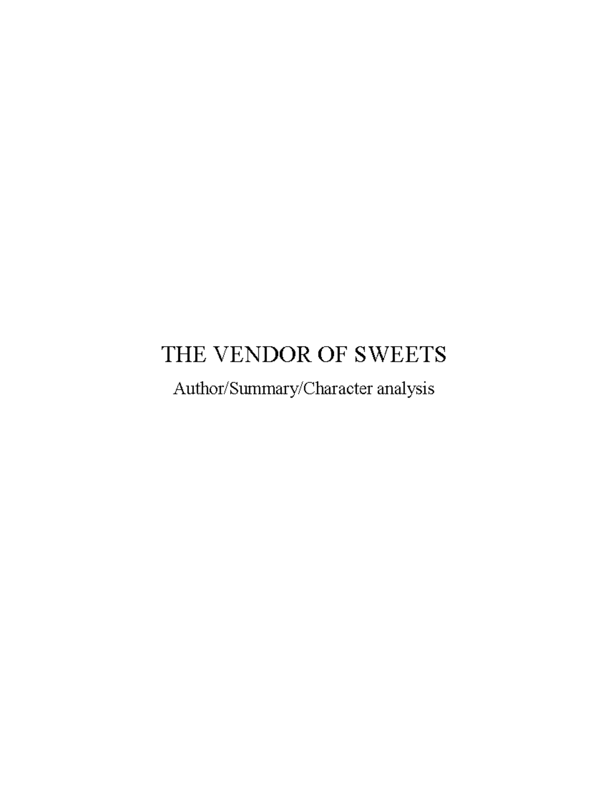 R.K. Narayan's "The Vendor of Sweets": Author & Character Insights ...
