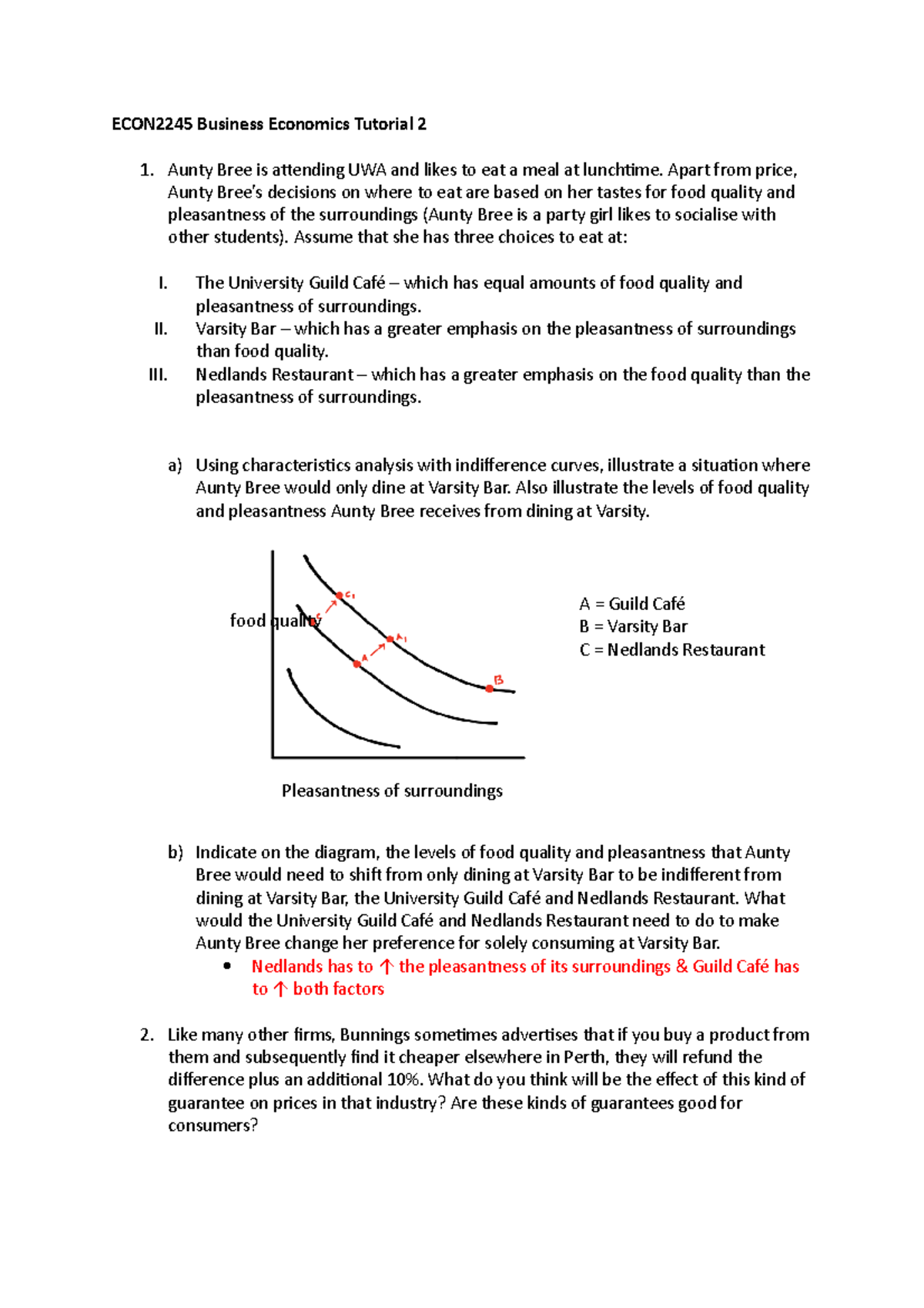 ECON2245 Business Economics Tutorial 2: Analyzing Consumer Choices and ...