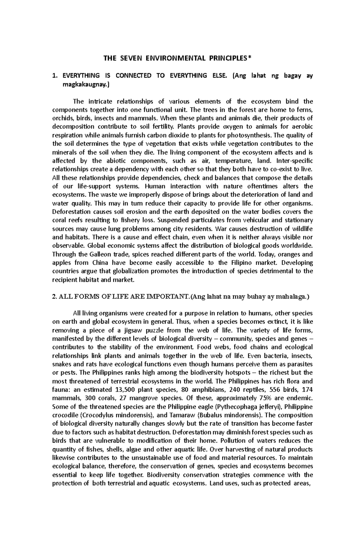 The 7 Key Environmental Principles for Sustainable Ecosystems - Studocu