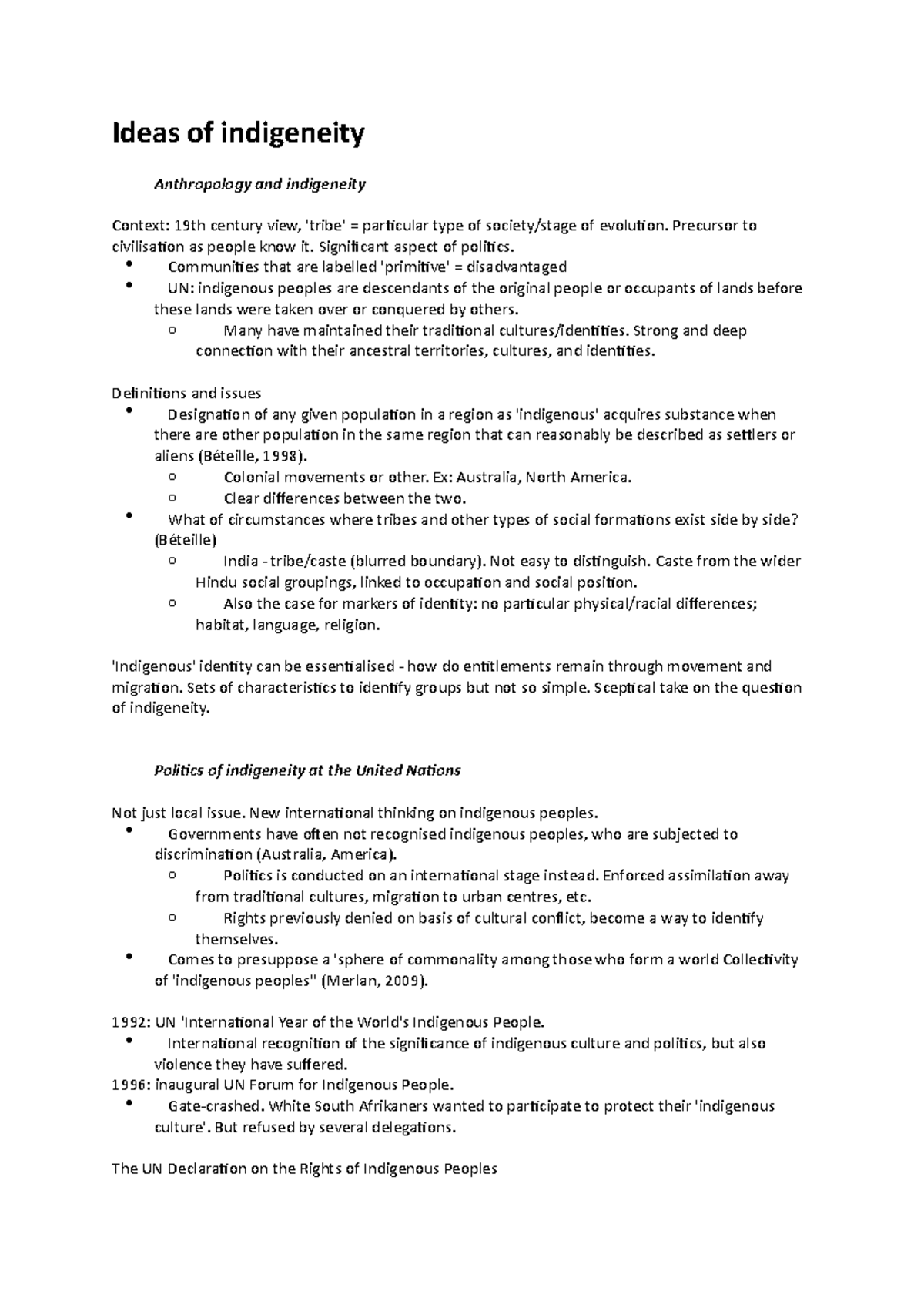 Week 11 Ideas of indigeneity - Ideas of indigeneity Anthropology and ...