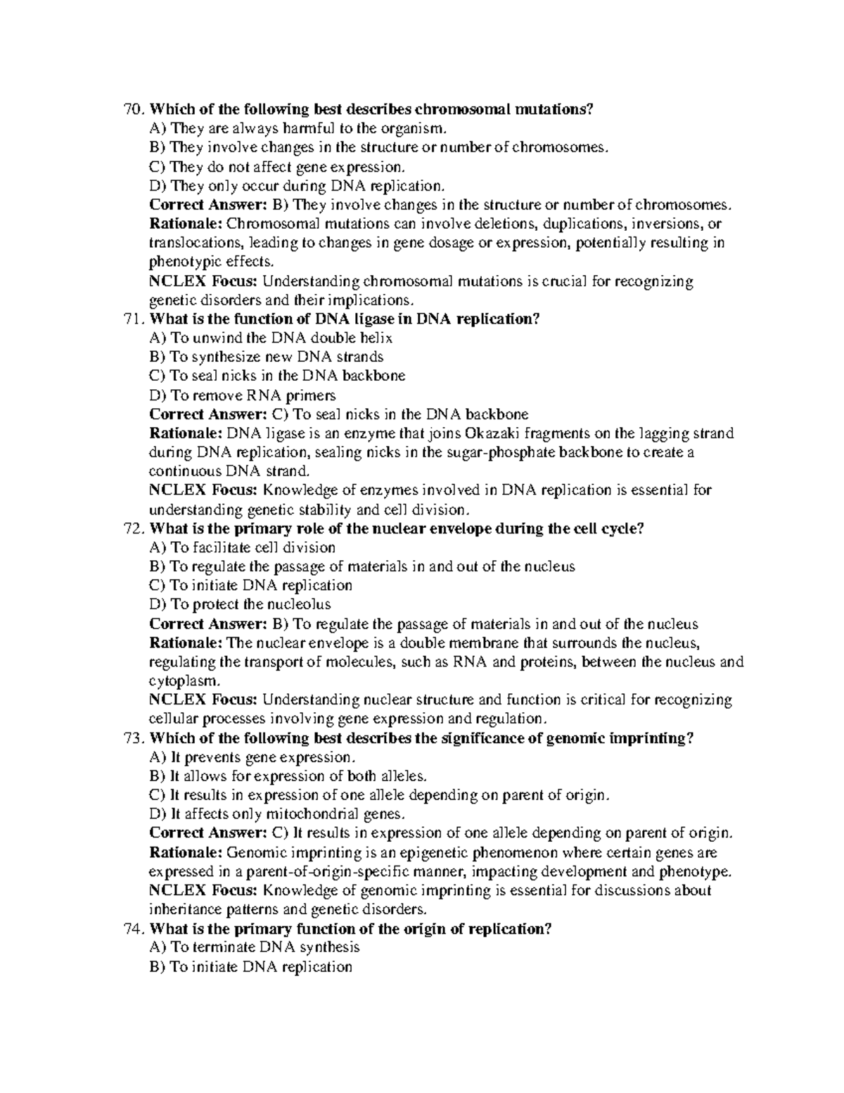 Genetics Test Bank: Chromosomal Mutations & DNA Replication Insights ...