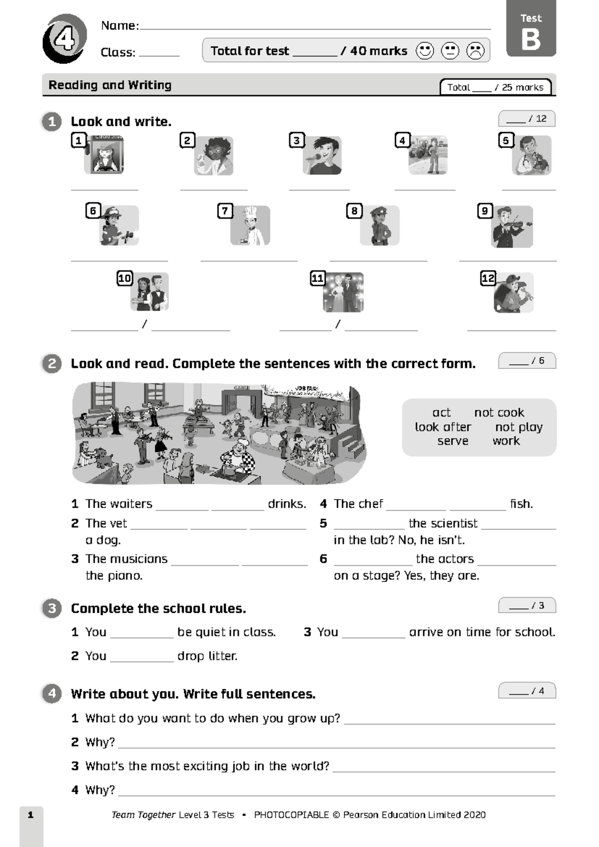 Unit 4B Handout: Reading & Writing Test (Level 3) - Studocu