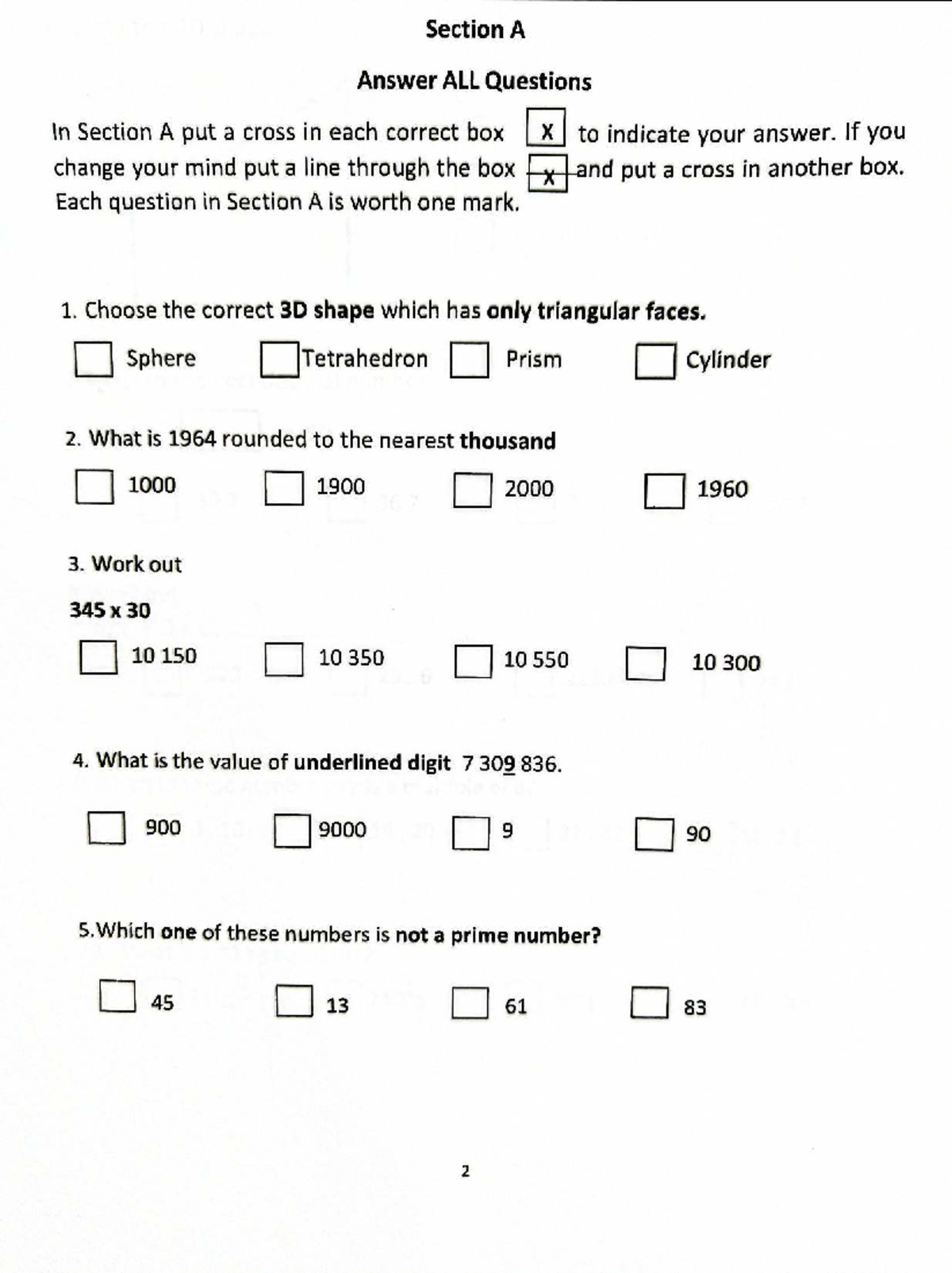 Paper-3 Mathematics Practice Exam: Section A Questions and Answers ...