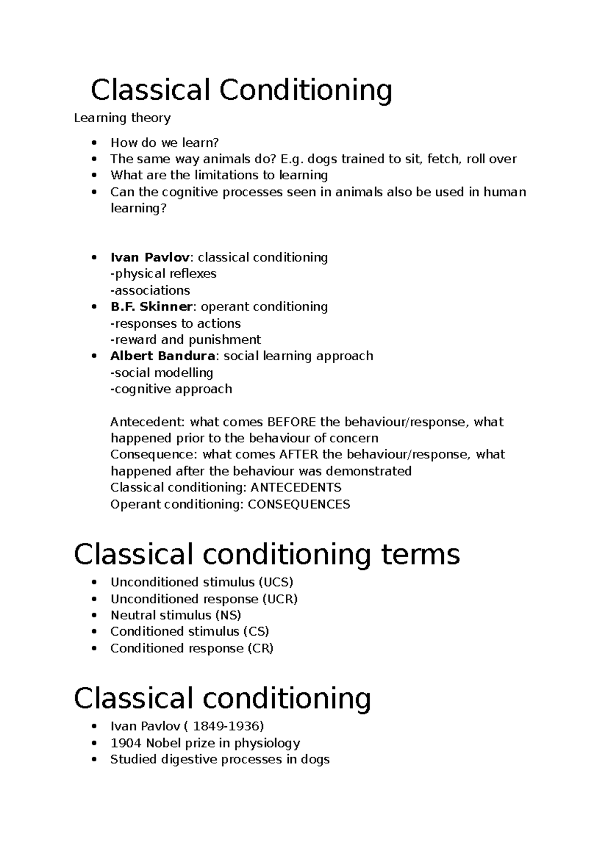 Classical Conditioning & Learning Theories: Insights & Limitations ...