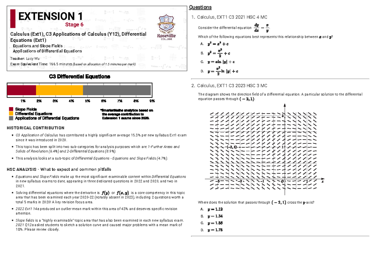 C3.2 Differential equations - Calculus (Ext1), C3 Applications of ...