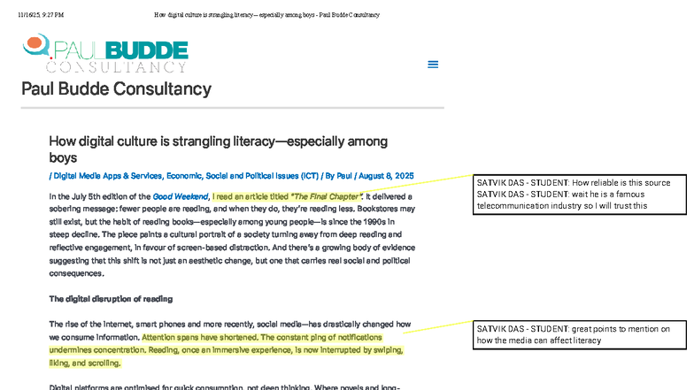 Digital Culture's Impact on Boys: A Critical Analysis (ICT) - Studocu