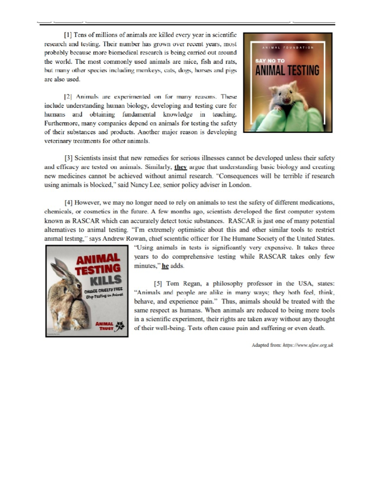 ANIMAL TESTING: Ethical Concerns and Alternatives - 2020 Re-sit Exam ...
