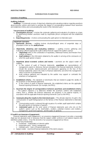 Notes-ISA-315 - Notes on PSA 315 - PSA Summary PSA 315 (Revised 2019 ...