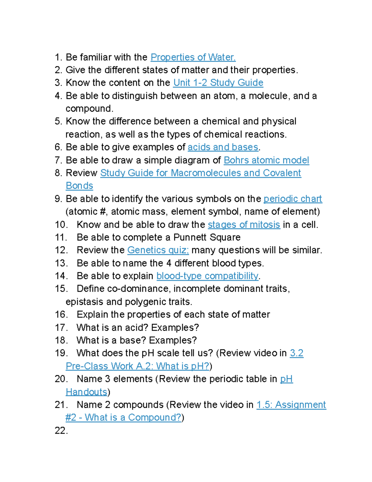Unit 1-2 Study Guide: Properties of Matter and Genetics - Studocu