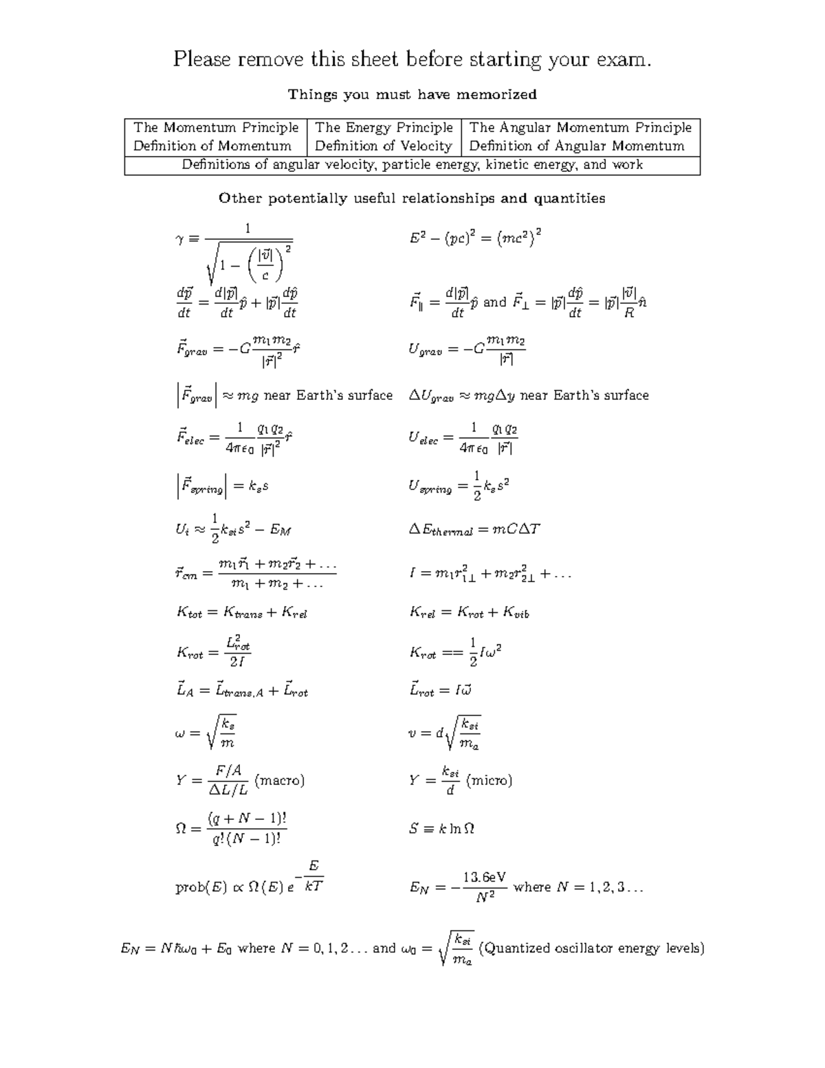 2211 Test 3 Key - Practice Exam Guide and Essential Formulas - Studocu
