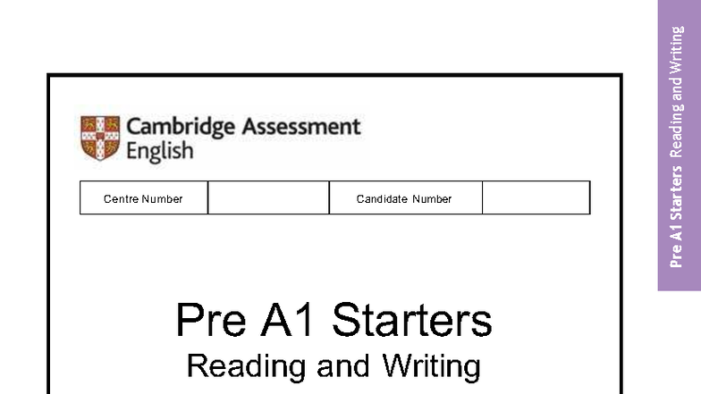 A1 Starters Reading and Writing Practice Test - Studocu