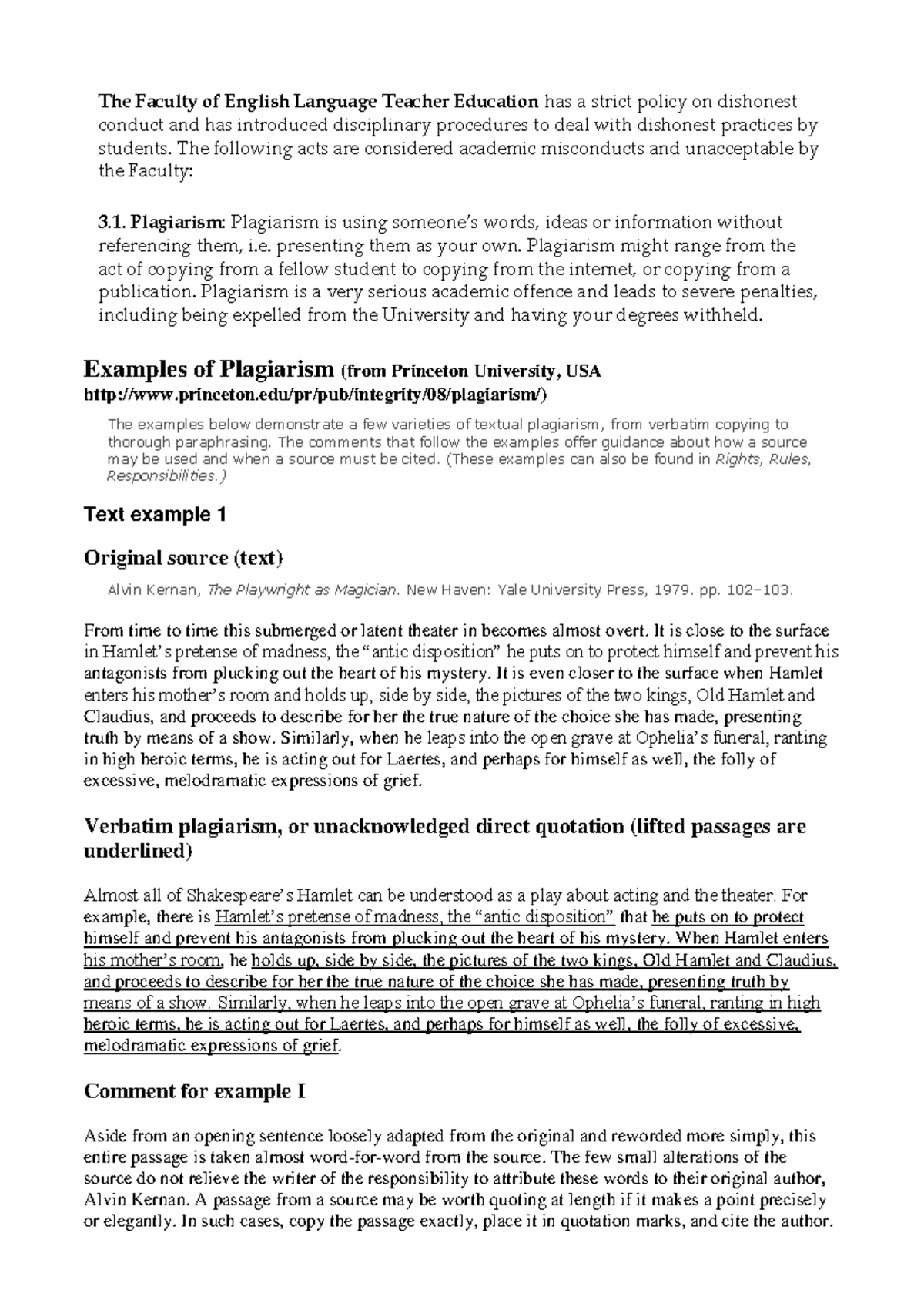 Plagiarism Policies and Examples in English Language Education - Studocu