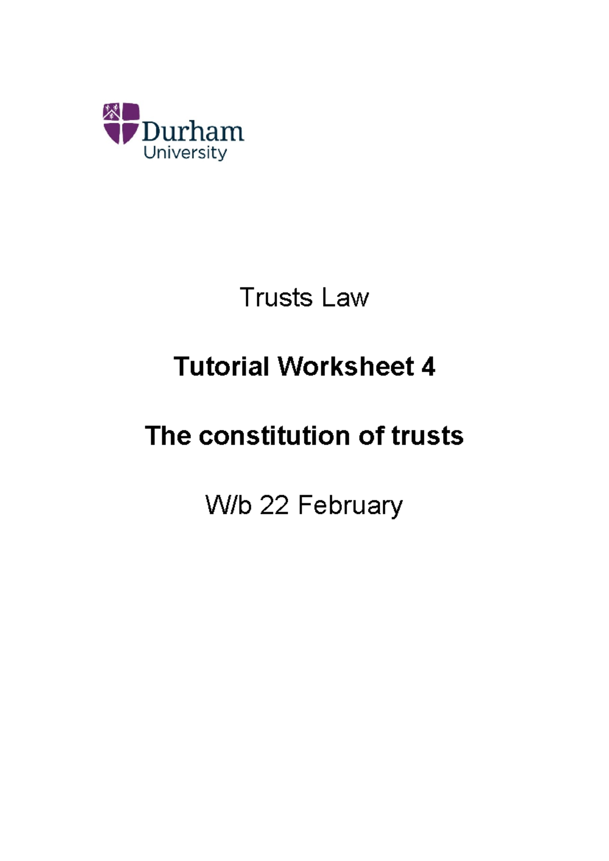 Trusts Law Tutorial Worksheet 4 - Key Concepts & Case Analysis - Studocu