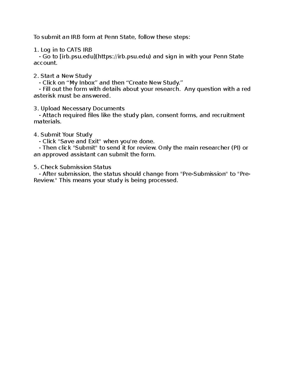 Lesson 3 Application Task: IRB Procedure - To submit an IRB form at ...