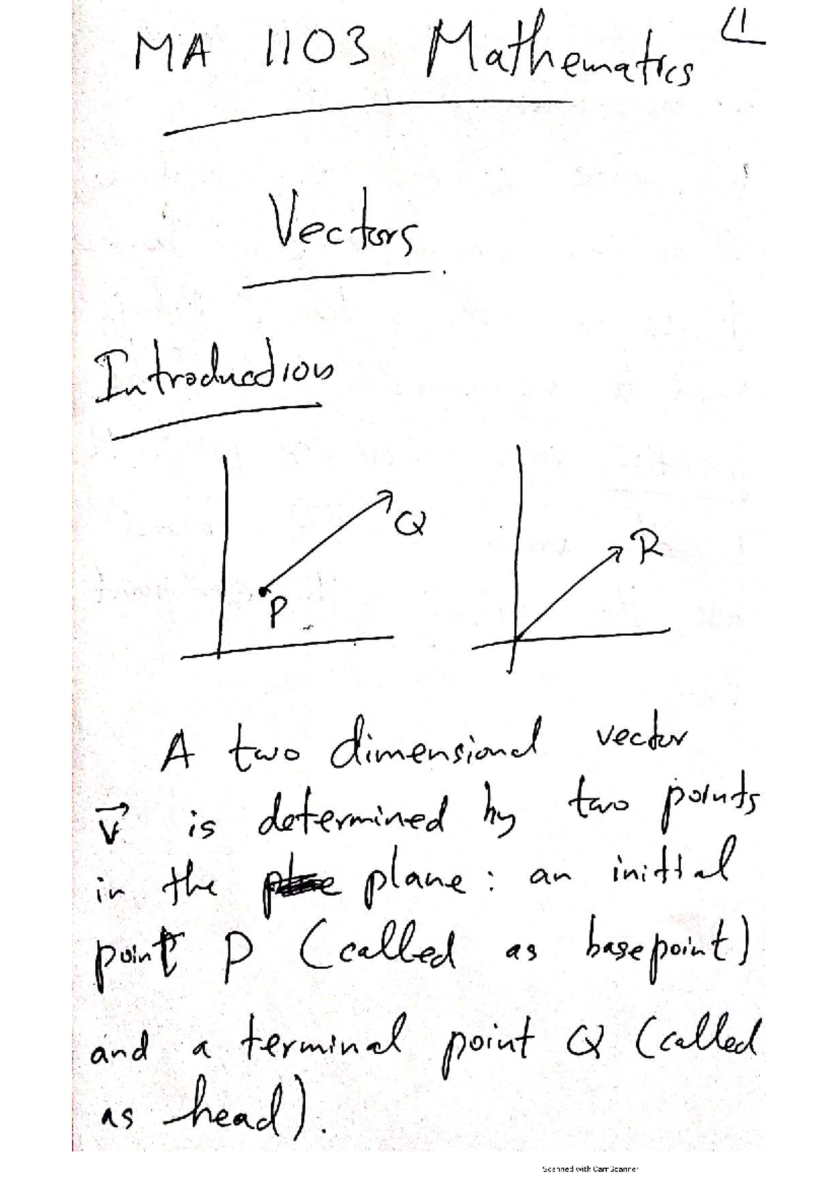 MA 1103 Mathematics: Introduction to Vectors and Operations - Studocu
