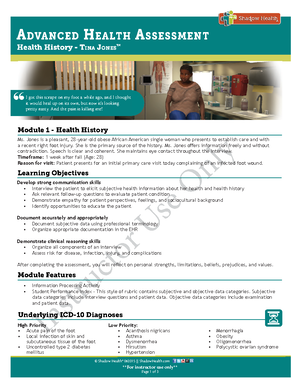 Shadowhealth Interview Guide - PATIENT INTERVIEW GUIDE Obtain pertinent ...