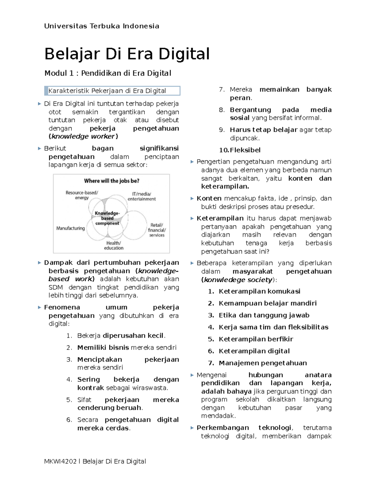 Rangkuman [MKWI 4202] Modul 1 Pendidikan di Era Digital - Belajar Di Era Digital - Studocu