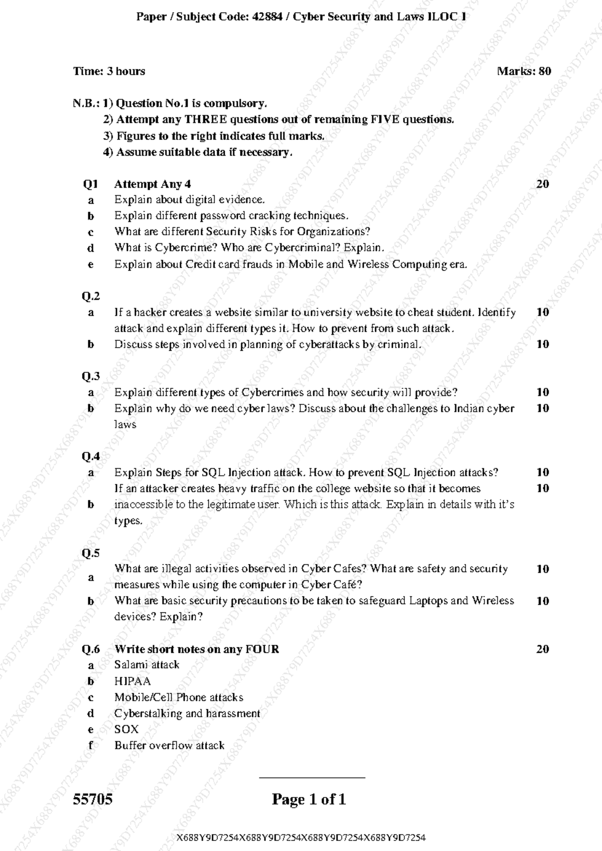 CSL1 - xyz - 55705 Page 1 of 1 Time: 3 hours Marks: 80 N.: 1) Question ...