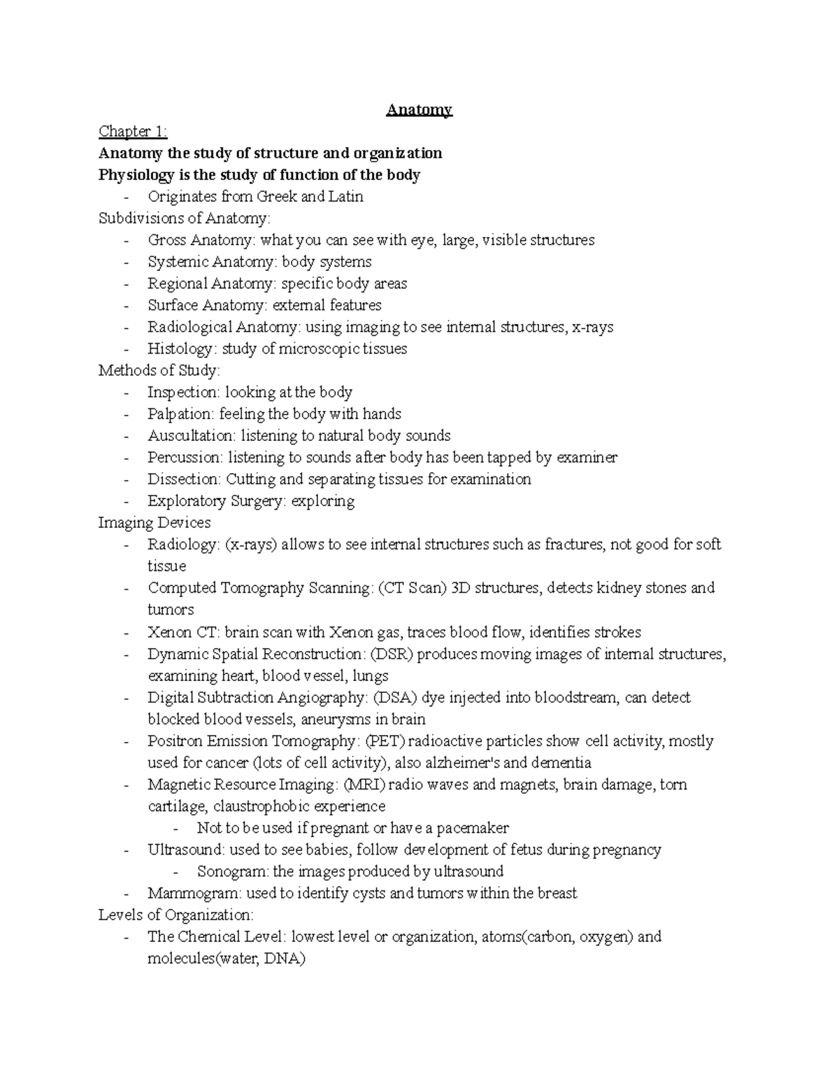 Anatomy Study Guide: Key Concepts and Structures (ANAT 101) - Studocu