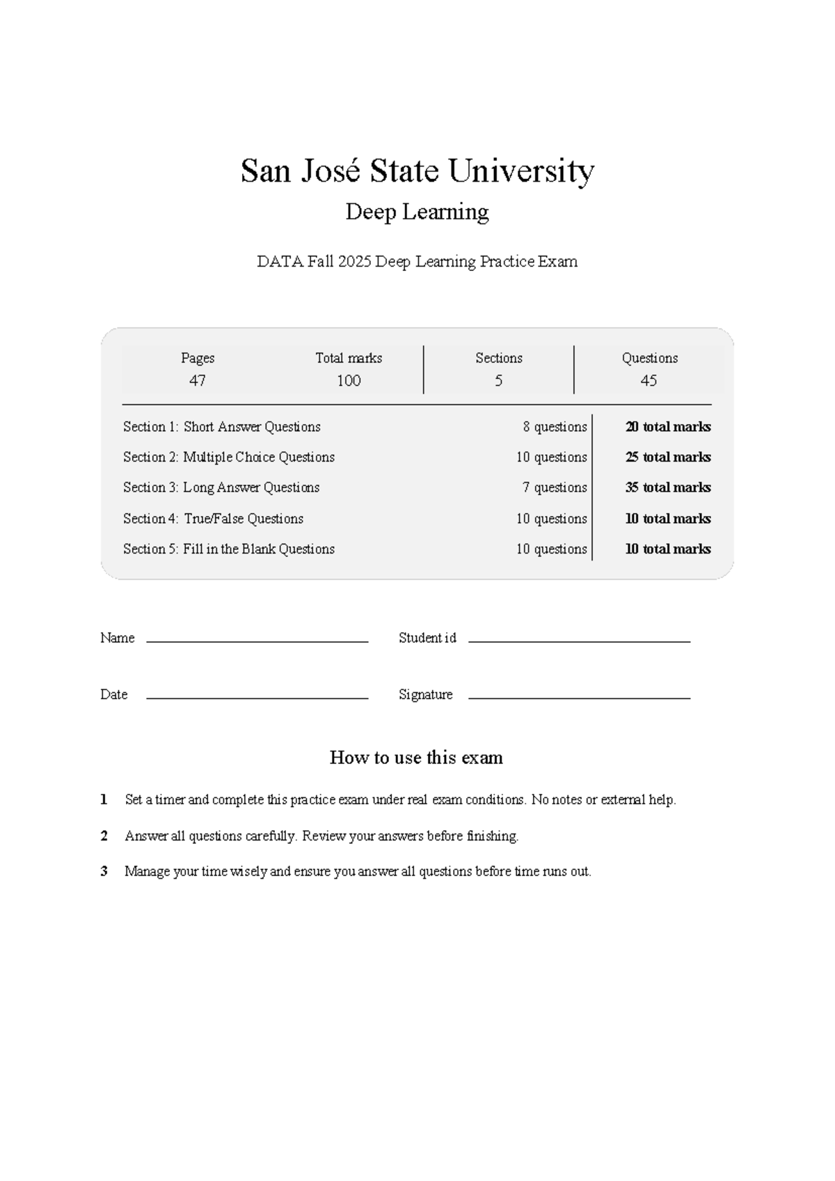 CMPE 258 Deep Learning SJSU Practice Exam 2026 - Key Notes - Studocu