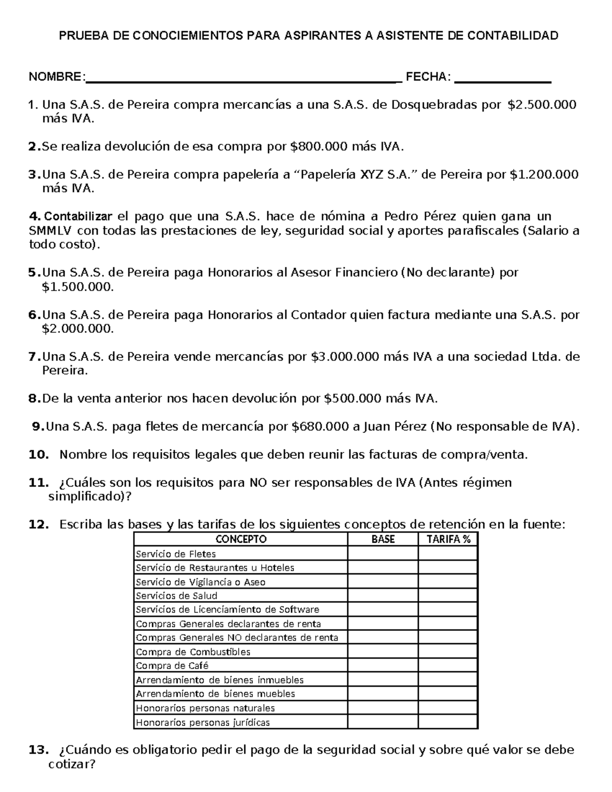 Prueba de Conocimientos para Asistente Contable 2023 - Formato DE - Studocu