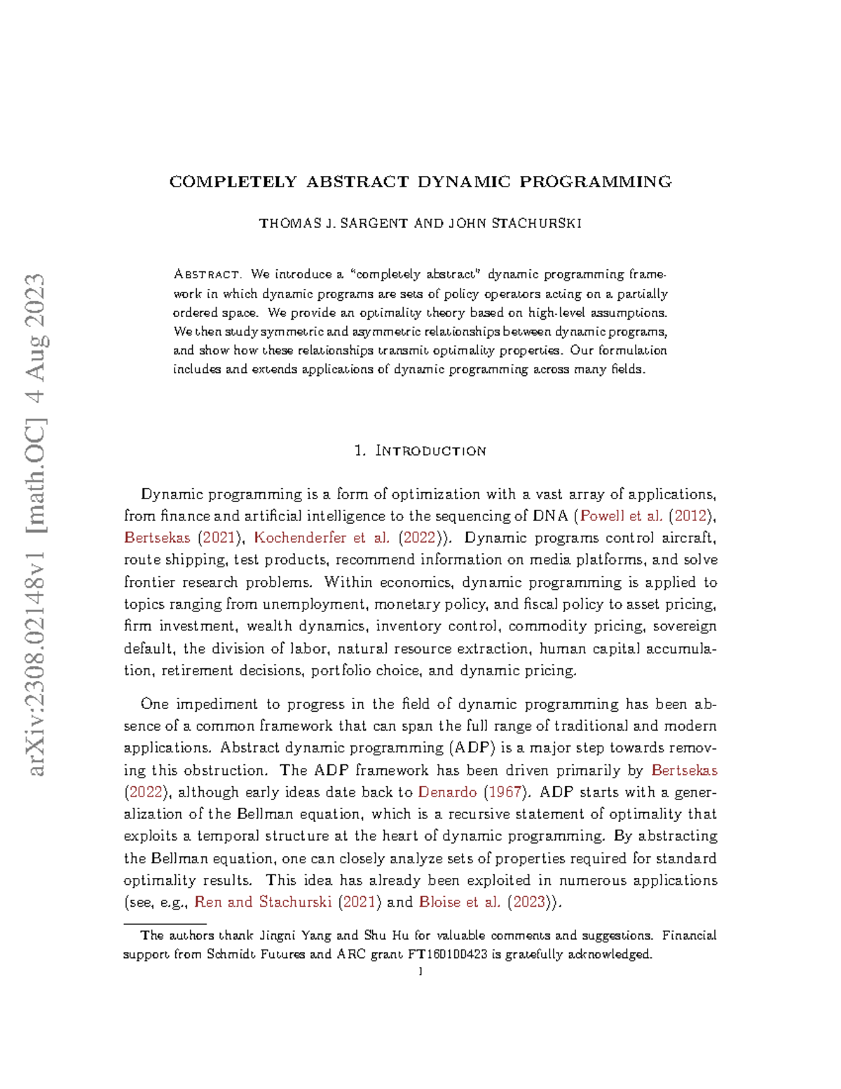 Completely Abstract Dynamic Programming: A New Framework for ADPs - Studocu