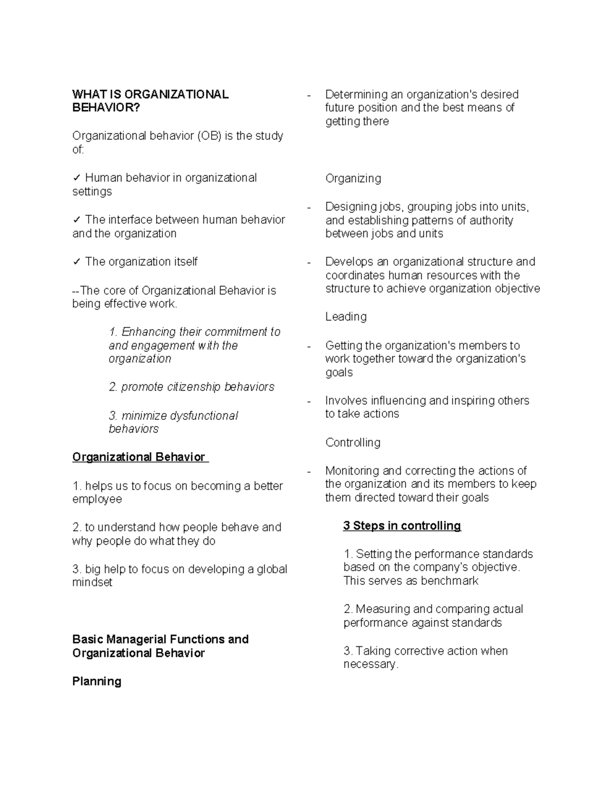 BME 12 lecture notes on organizational behavior and individual ...