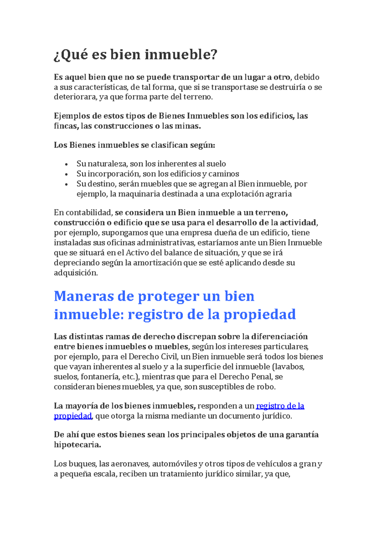 Qué es bien inmueble - ¿Qué es bien inmueble? Es aquel bien que no se ...