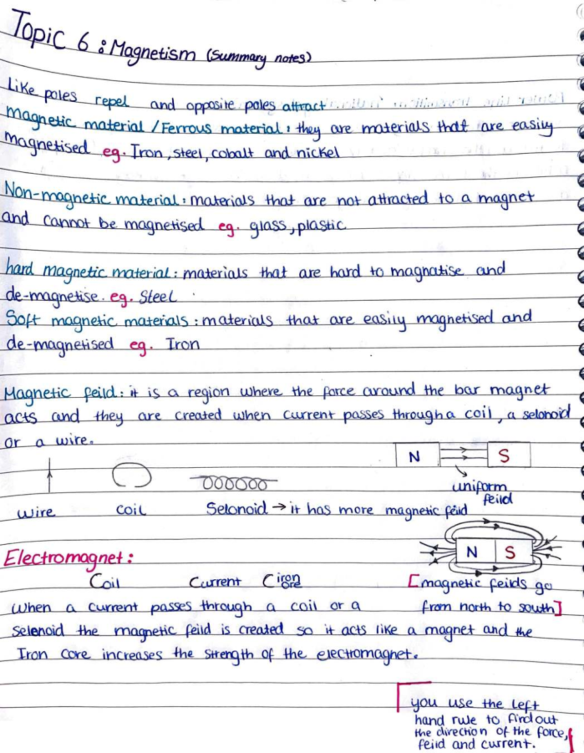 T6 Magnetism Summary Notes: Key Concepts and Principles - Studocu