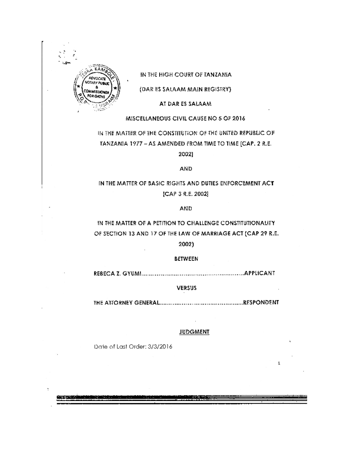Case Study on Constitutional Challenges in the Rebeca Z. Gyumi Case ...