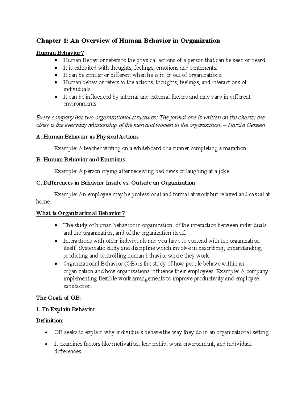 HBO - Chapter 1: Overview of Human Behavior in Organizations - Studocu